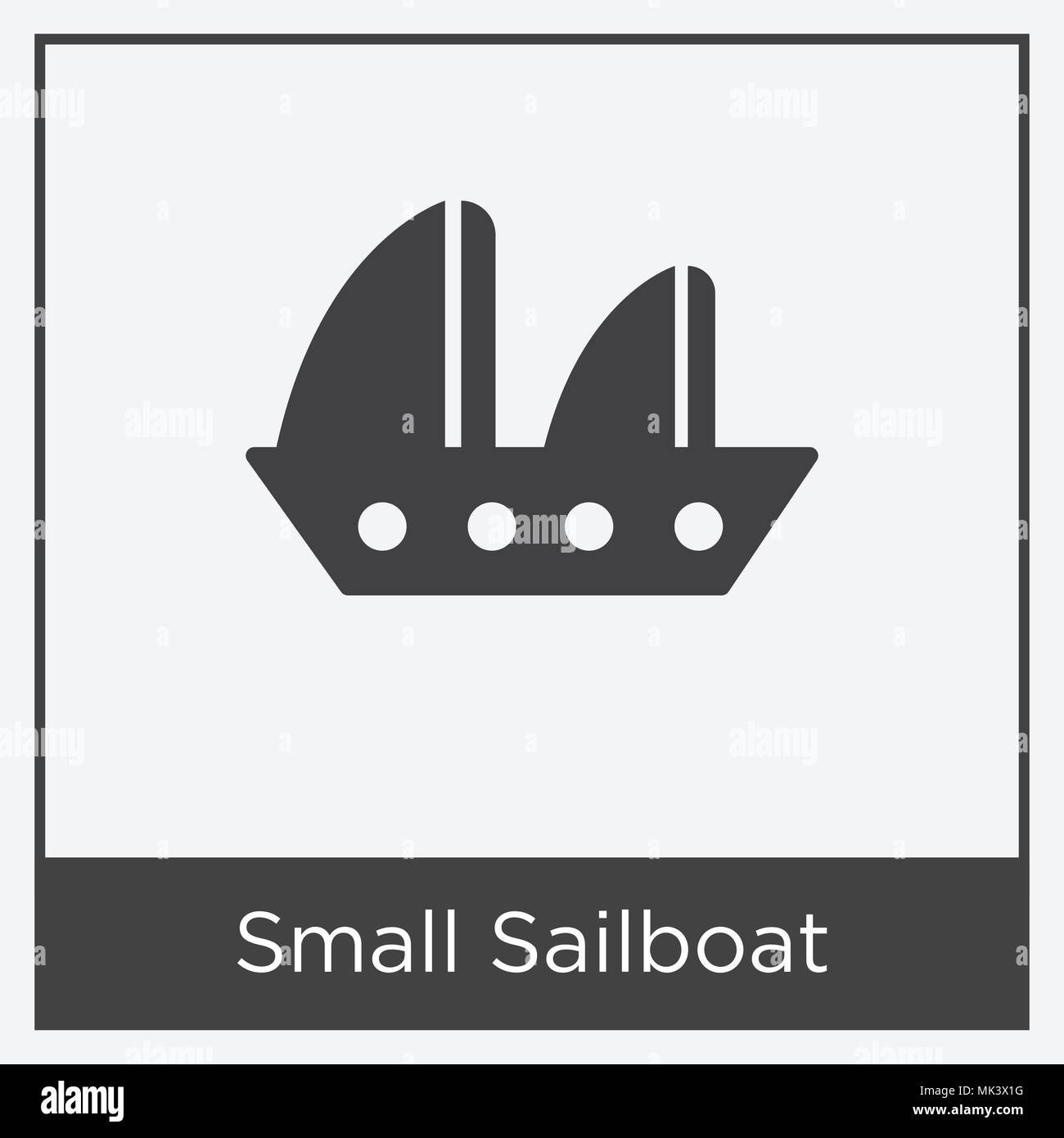 Small Sailboat icon isolated on white background with gray frame, sign ...