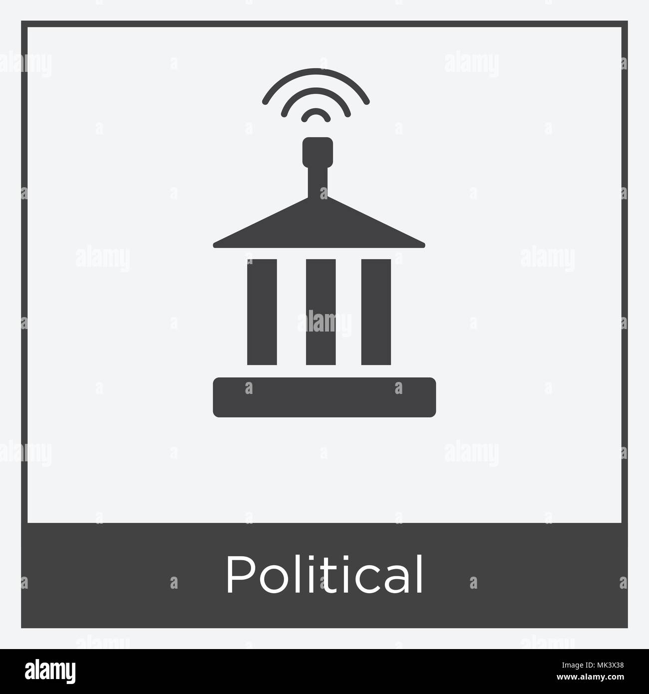 Political icon isolated on white background with gray frame, sign and ...