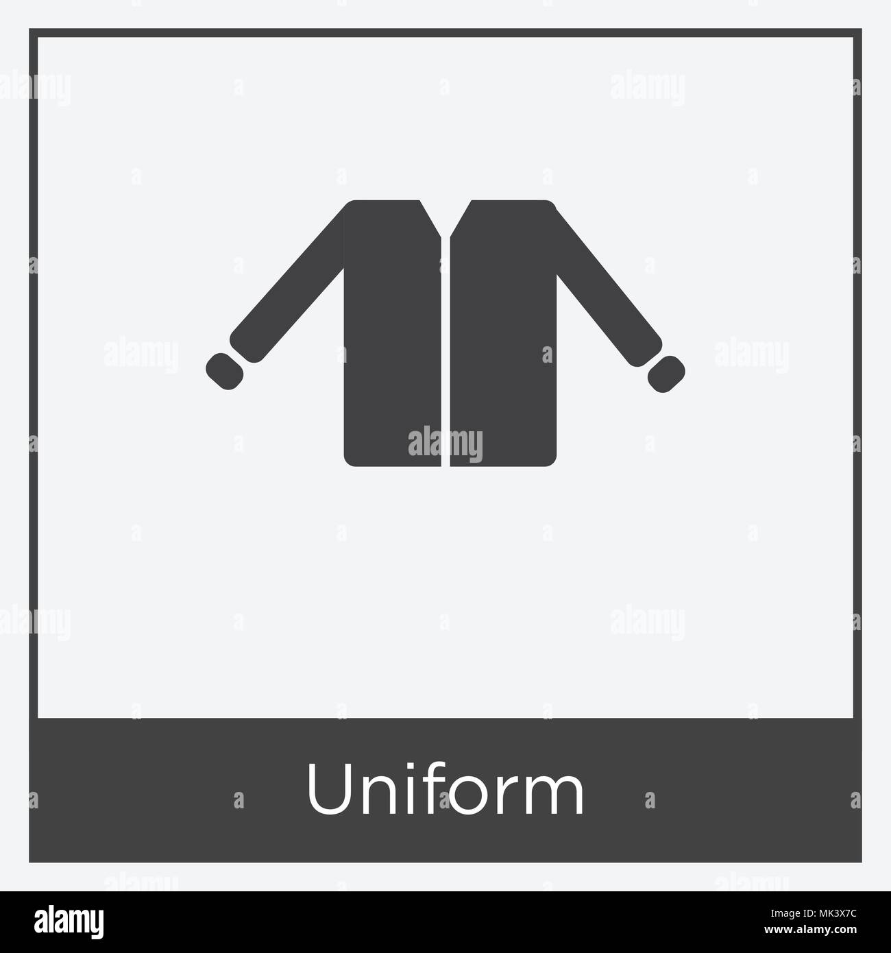 Uniform icon isolated on white background with gray frame, sign and ...