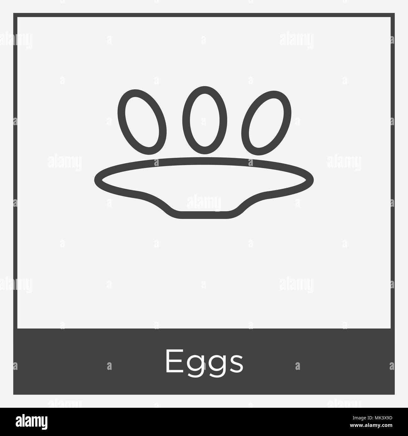 Eggs icon isolated on white background with gray frame, sign and symbol ...