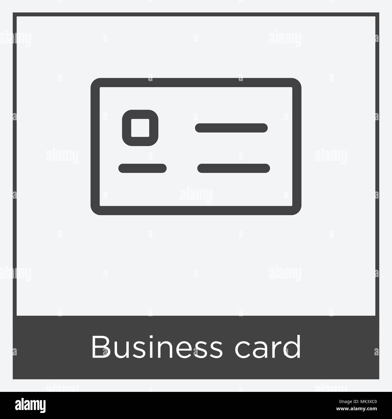 Business card icon isolated on white background with gray frame, sign ...