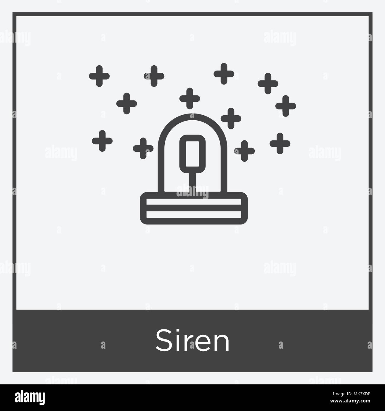 Siren icon isolated on white background with gray frame, sign and ...