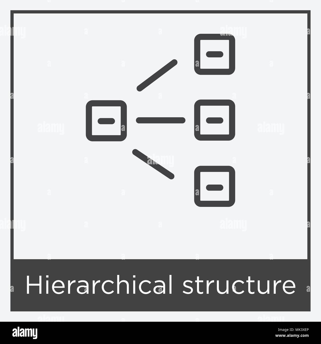 Hierarchical structure icon isolated on white background with gray frame, sign and symbol Stock ...