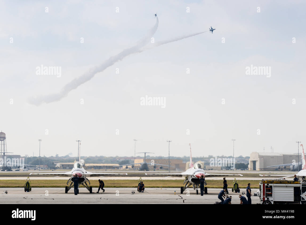 The U.S. Air Force Aerial Demonstration Squadron “Thunderbirds” team ...