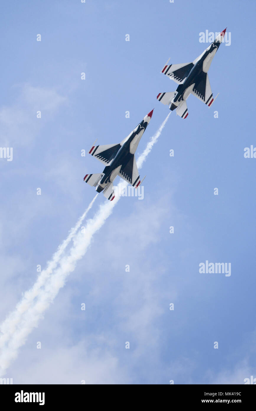 The U.S. Air Force Aerial Demonstration Squadron “Thunderbirds” team ...