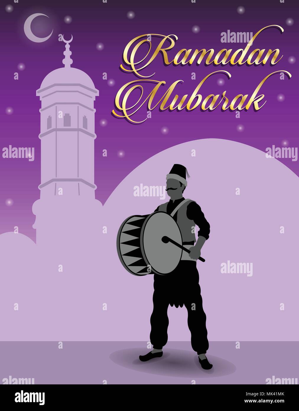 Ramadan Drummer and Ramadan Mubarak Wishes. All the objects are in ...