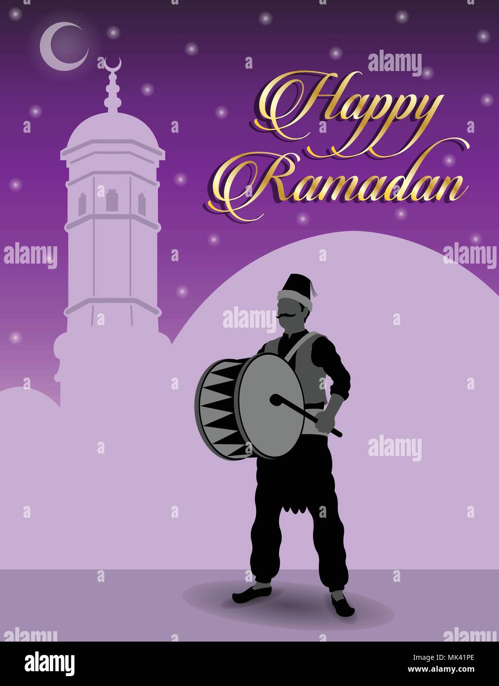 Ramadan Drummer and Happy Ramadan Wishes. All the objects are in ...