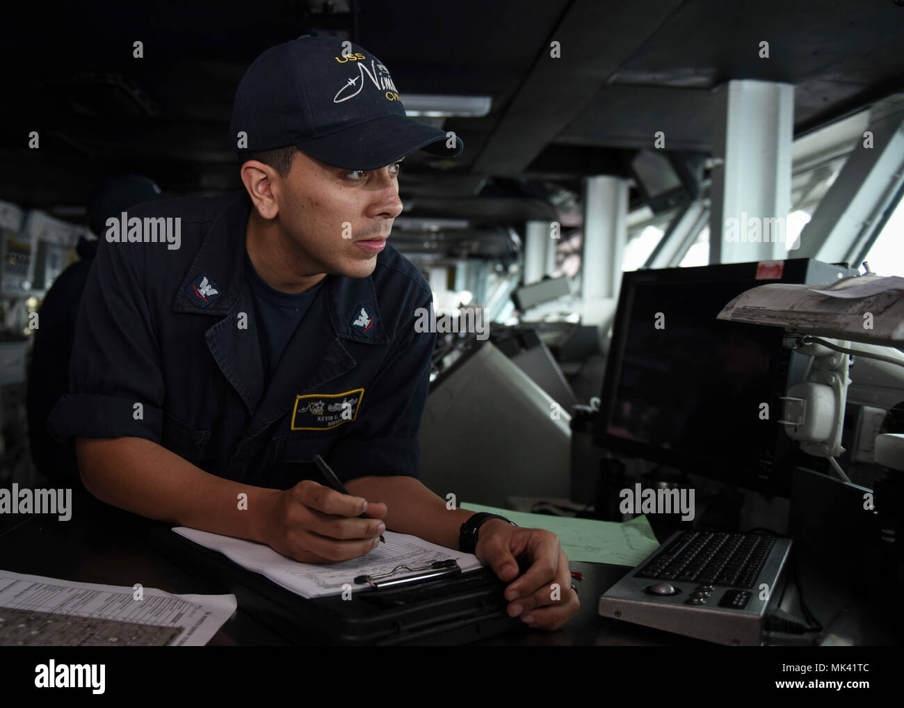 INDIAN OCEAN (Nov. 1, 2017) U.S. Navy Quartermaster 3rd Class Kevin ...