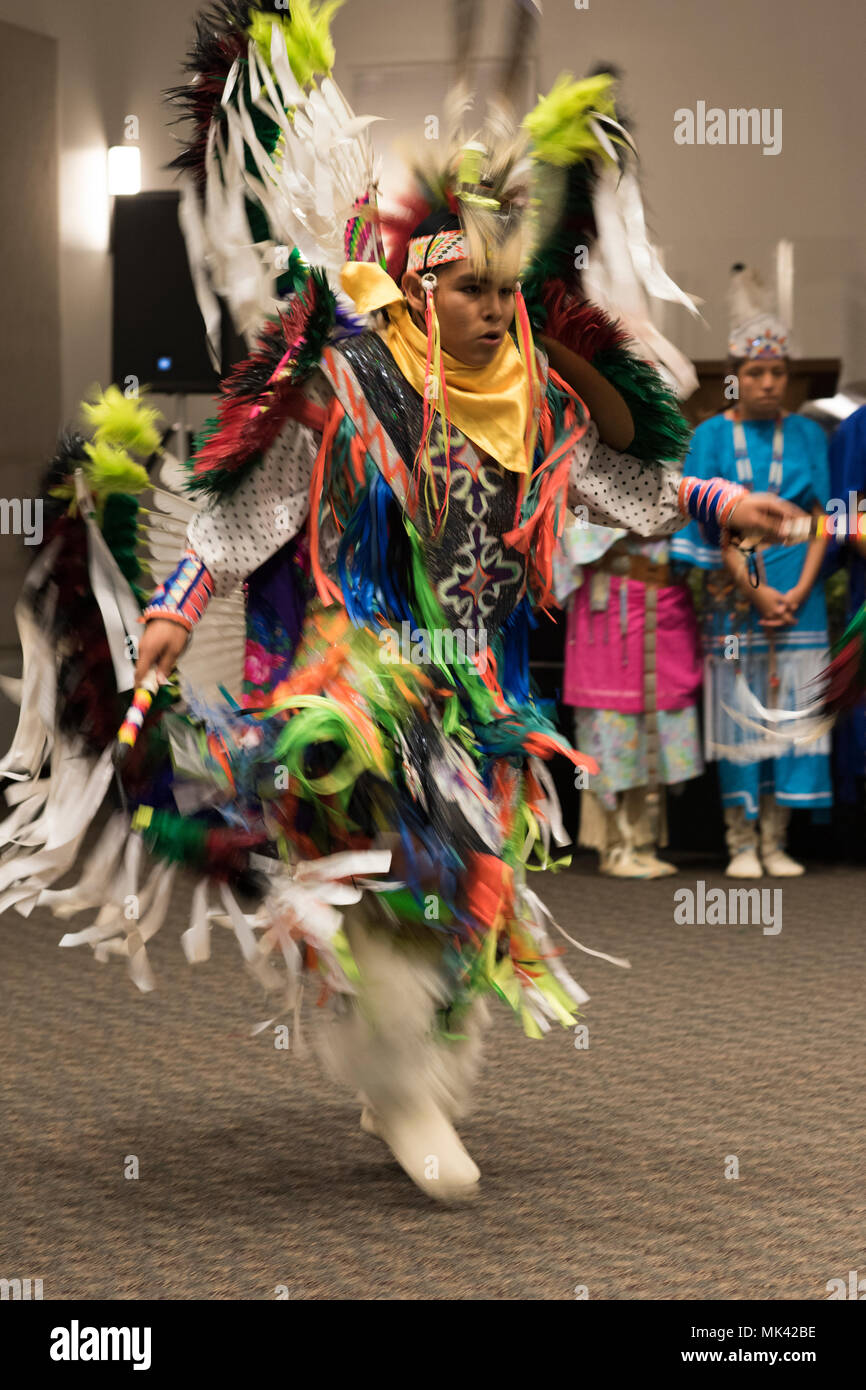 Comanche Nathion Youth Dancer performs "men's fancy war dance" at ...