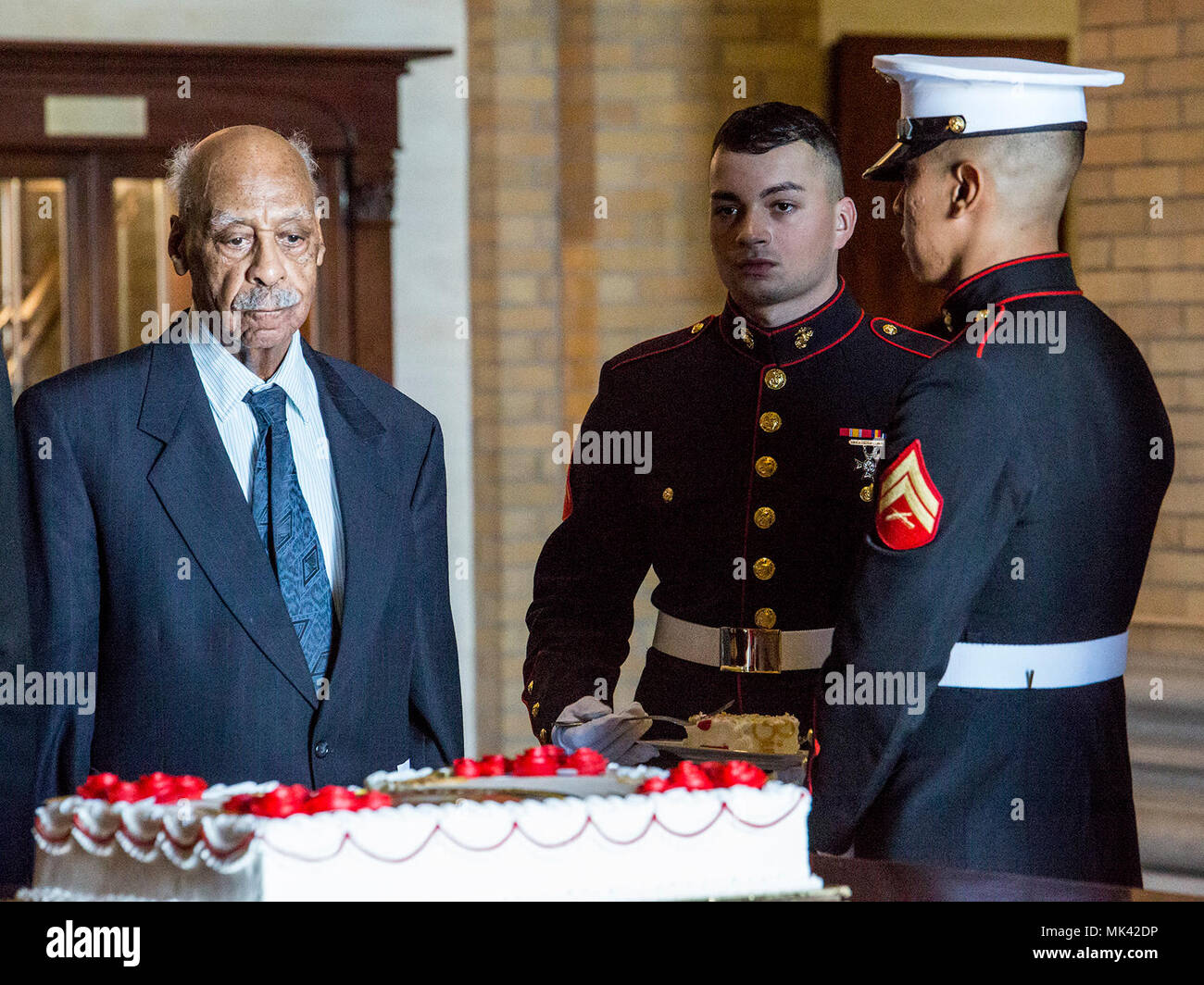 The youngest Marine in attendance, Lance Cpl. Jesus Fajardo-Garcia ...