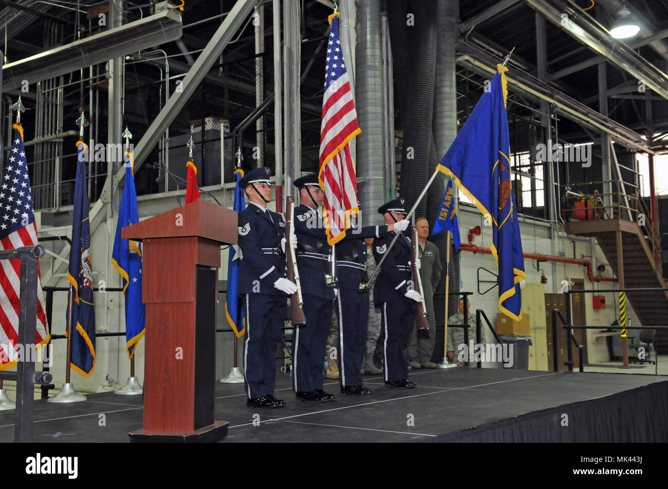 The Utah Air National Guard honor guard posts the colors during the ...