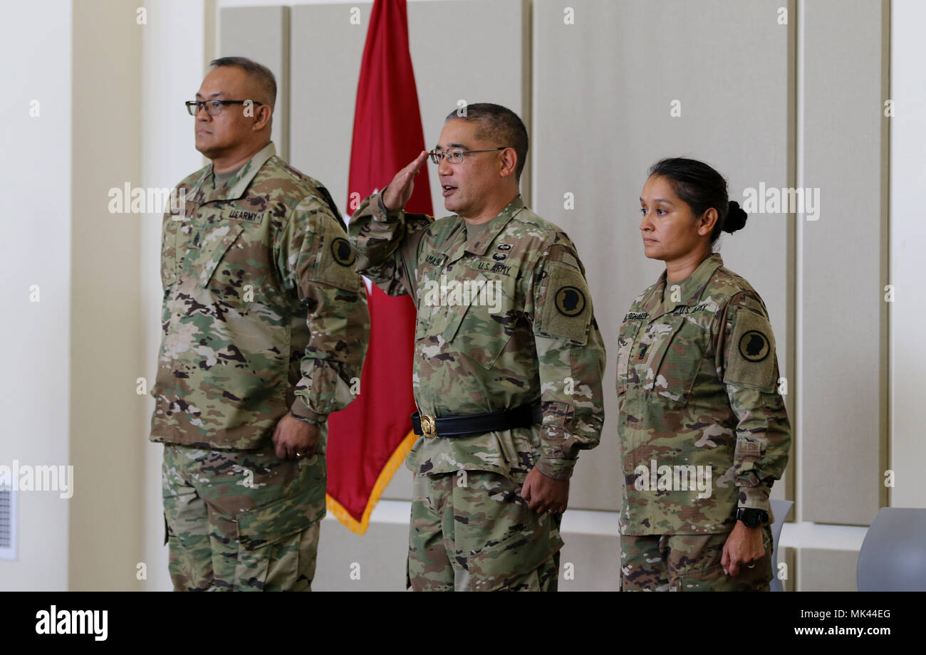 Brig. Gen. Kieth Y. Tamashiro salutes leader of the ceremonial ...