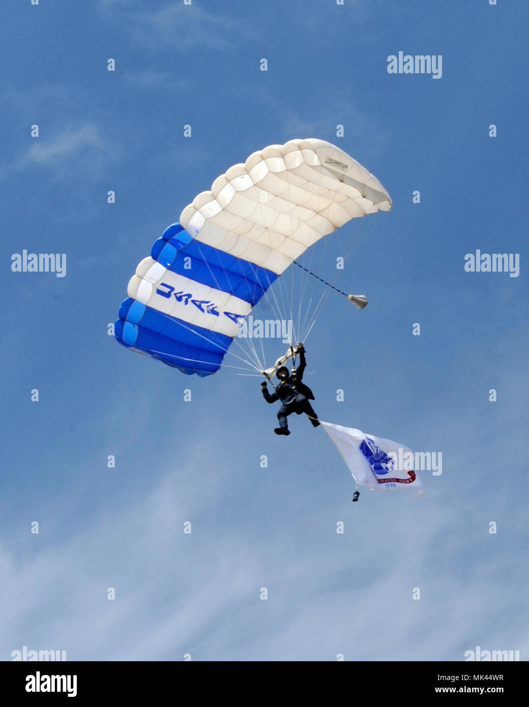 A member of the U.S. Air Force Academy's Parachute Team “Wings of Blue ...