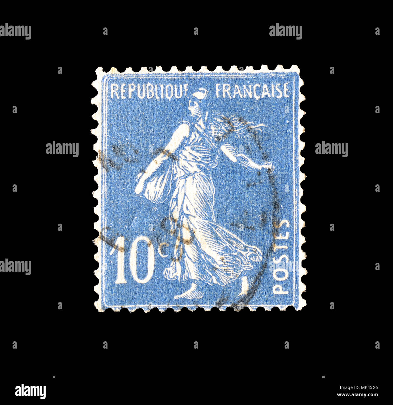 Cancelled postage stamp printed by France, that shows Sower Stock Photo ...