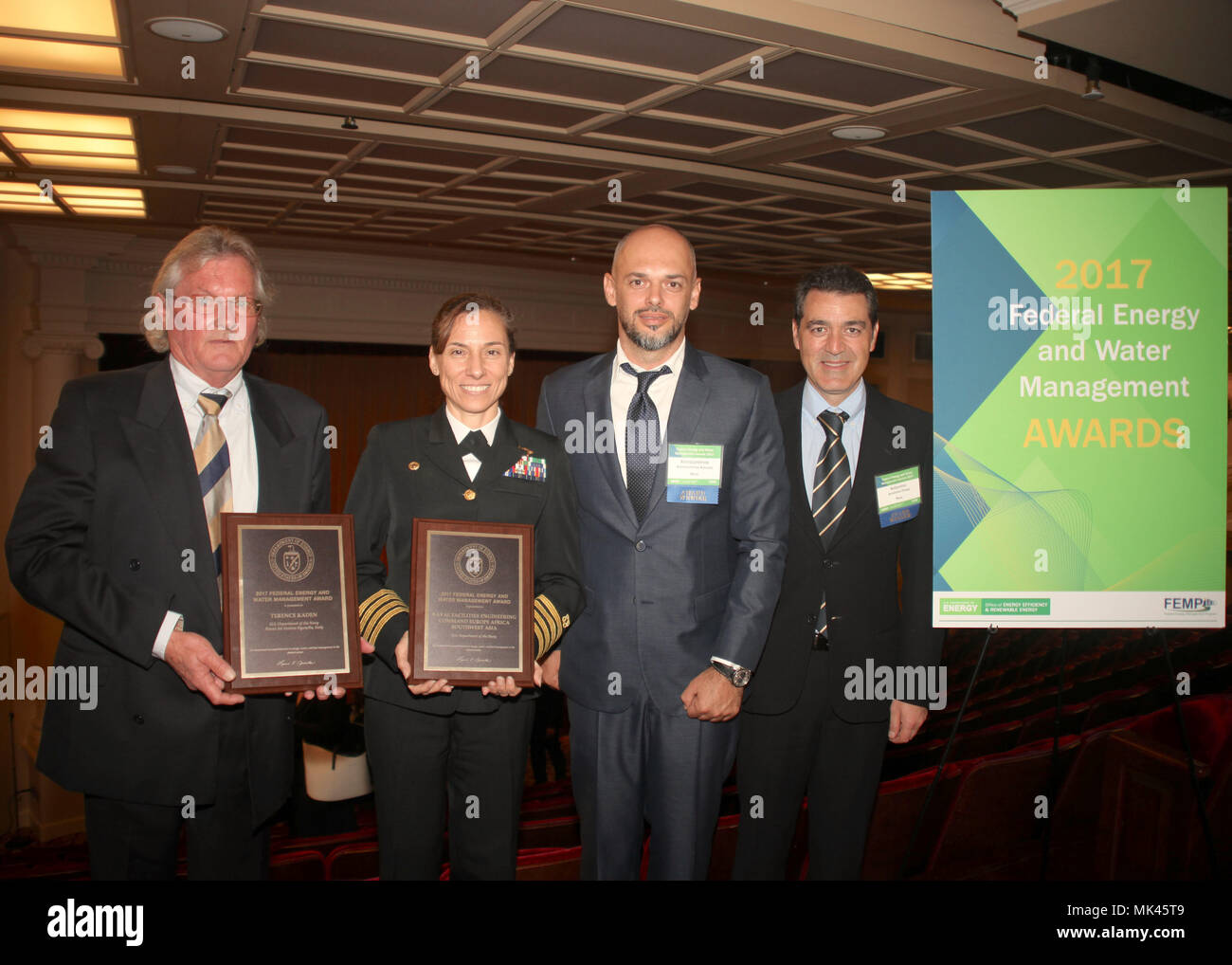 CAPT Maria L. Aguayo, Commanding Officer, NAVFAC EURAFSWA, accepted the ...