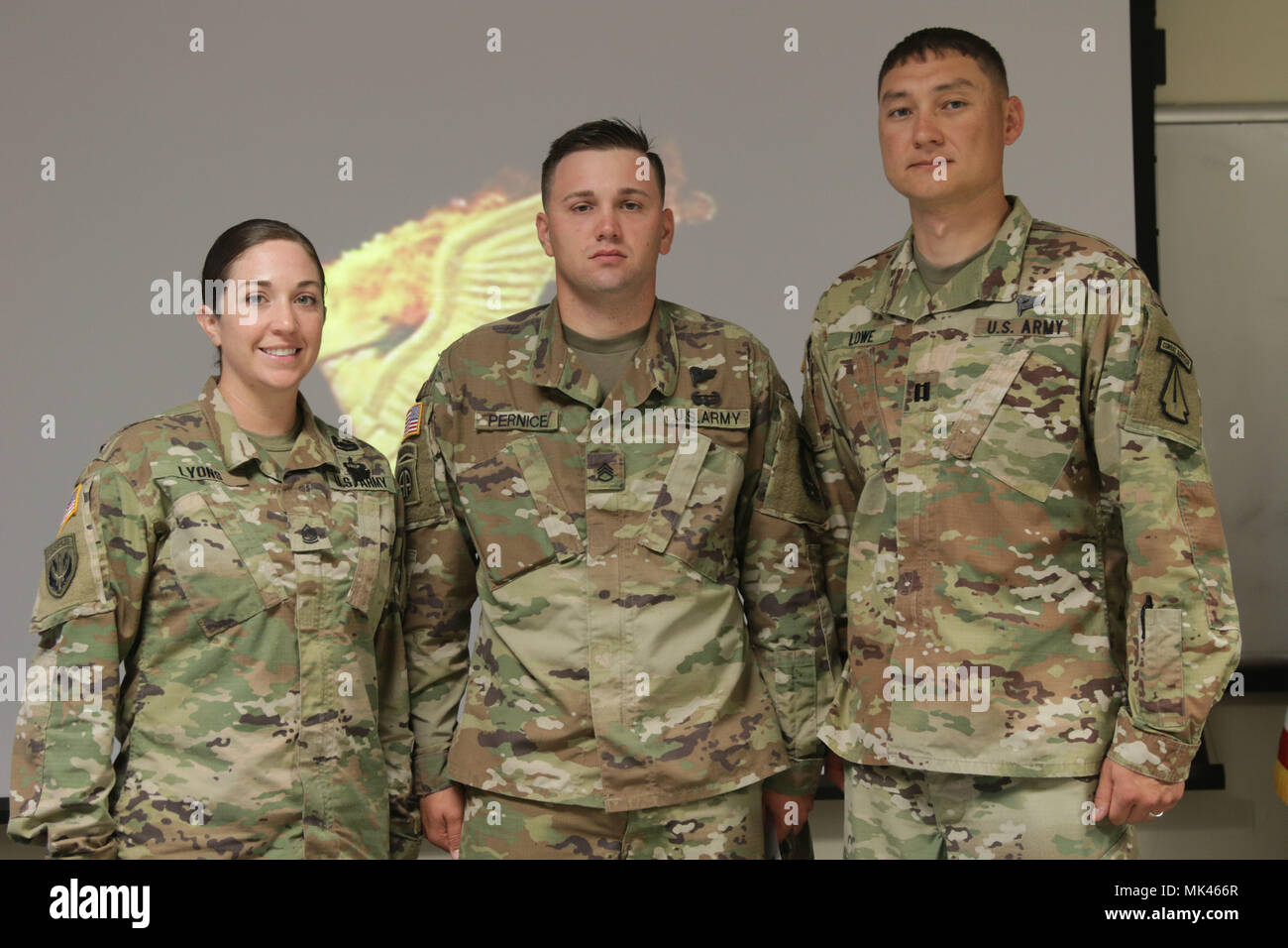 Sgt. 1st Class Rachel Lyons, left, Staff Sgt. Braxton Pernice and Capt ...