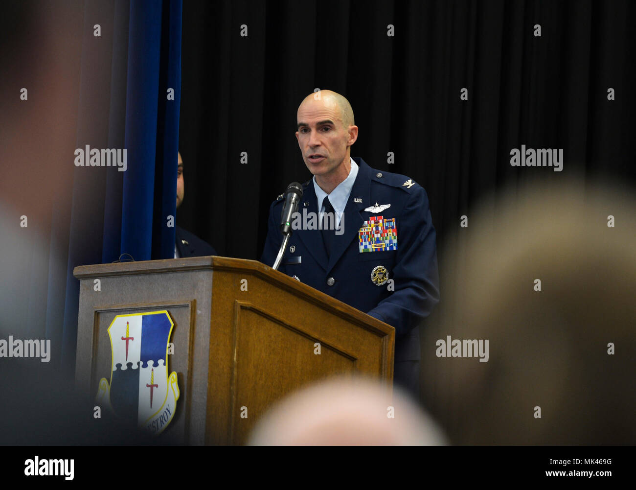 Col. Jason Bailey, 52nd Fighter Wing commander, speaks during the ...