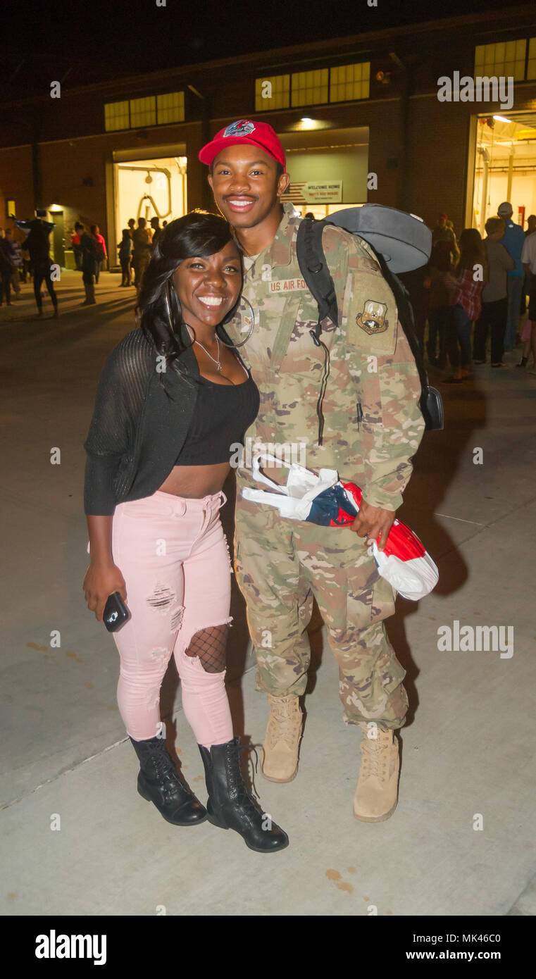 Families and friends greet their loved ones during a deployment ...