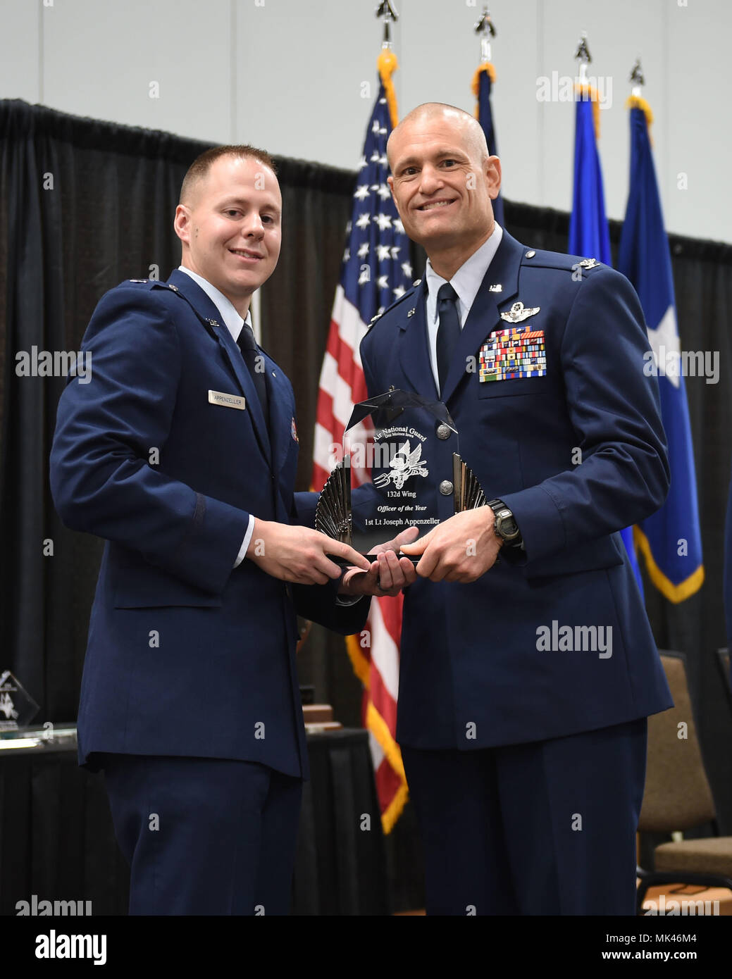 Col. Shawn D. Ford poses with 1st Lt. Joseph Appenzeller, who was ...