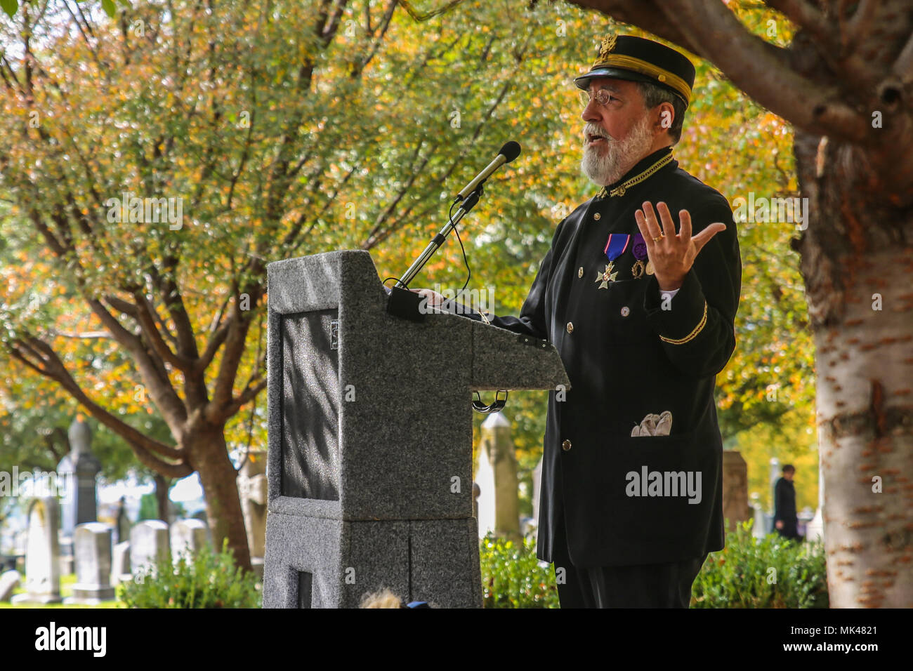 Ronald D. Anzalone, John P. Sousa impersonator, addresses the audience ...
