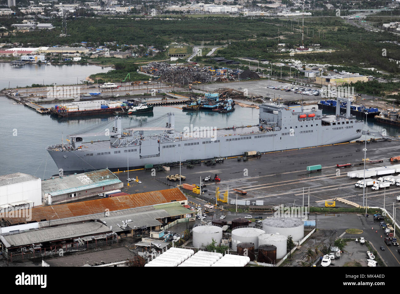 PONCE, Puerto Rico – The Military Sealift Command’s USNS Brittin docked ...
