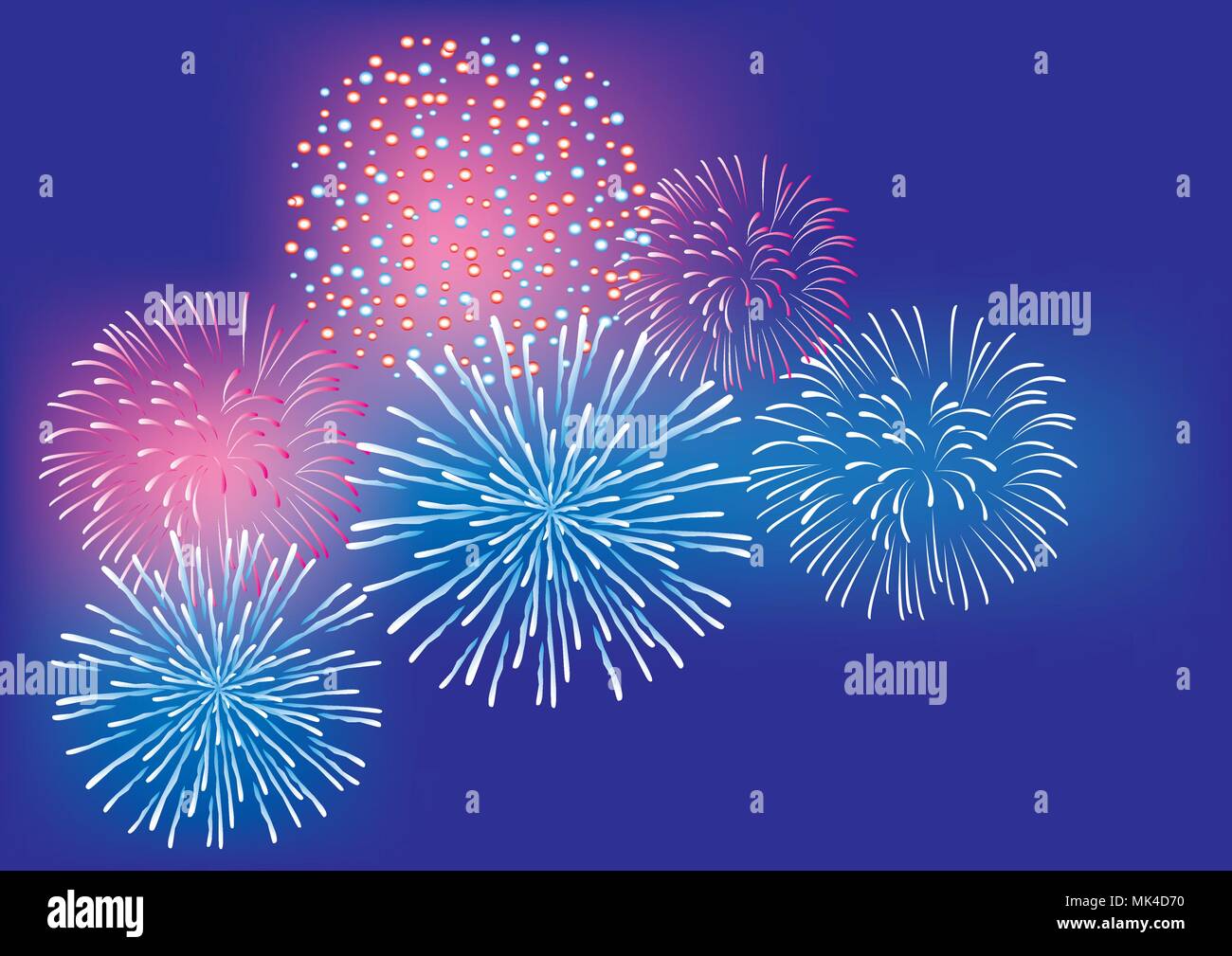 vector illustration of fireworks 4th of July, New Years, Christmas ...