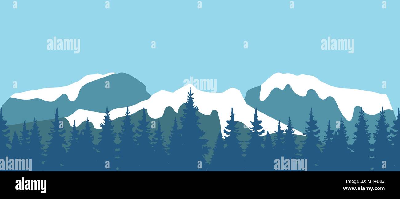 vector illustration of mountain landscape with tree forest nature ...
