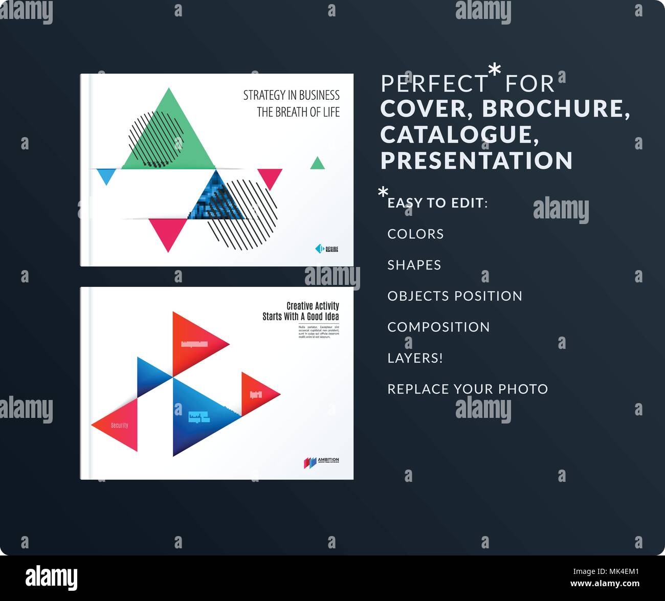 Triangular design presentation template with colourful triangles ...