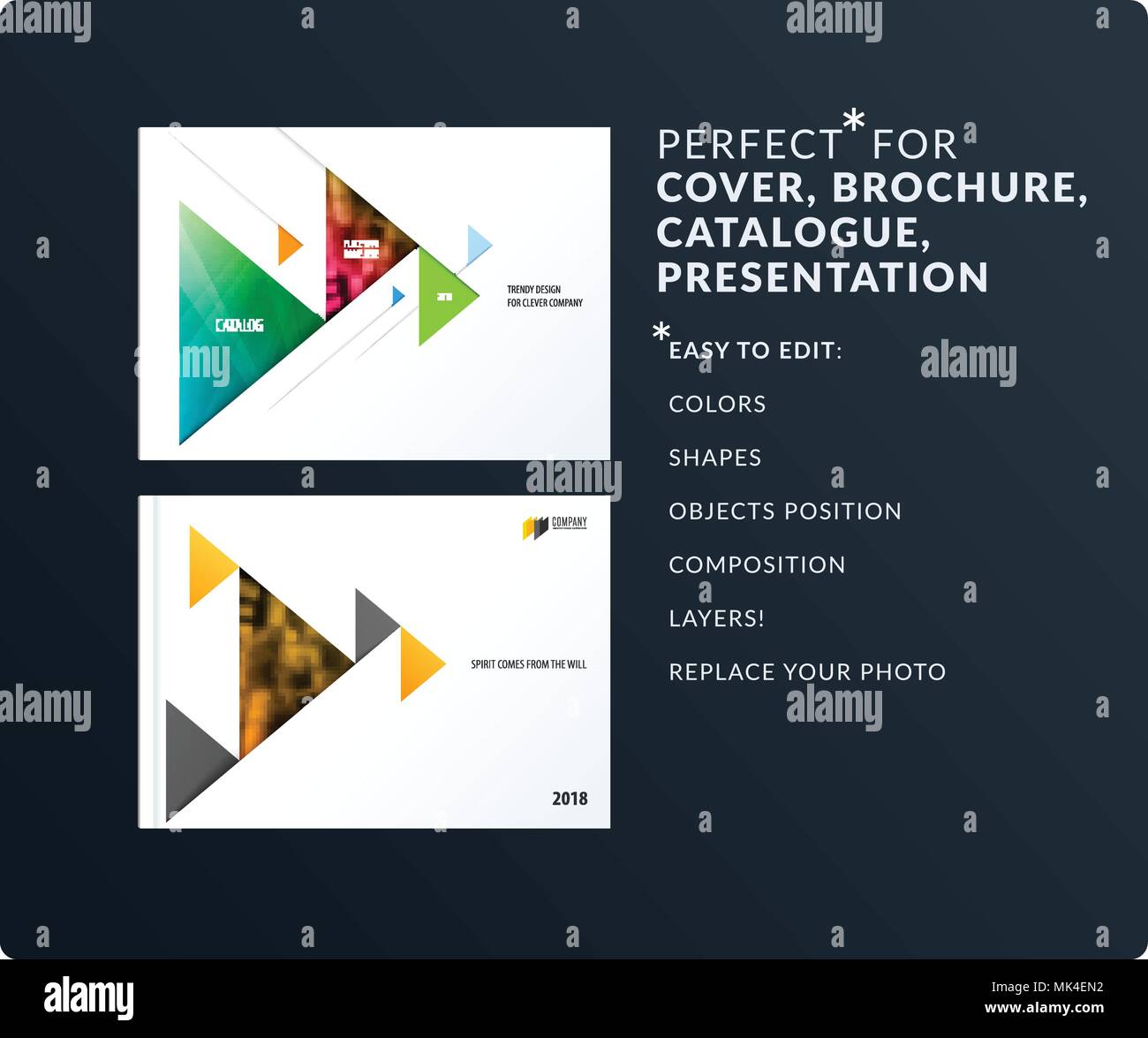 Triangular design presentation template with colourful triangles ...