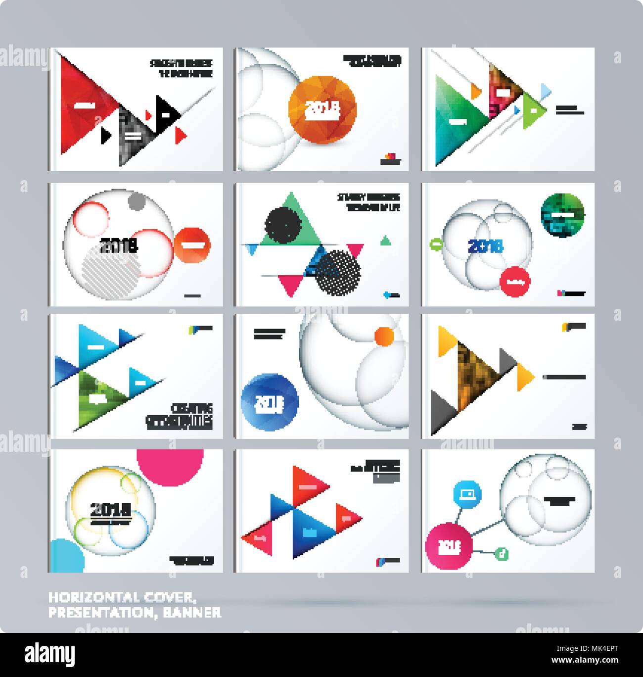 Triangular design presentation template with colourful triangles ...