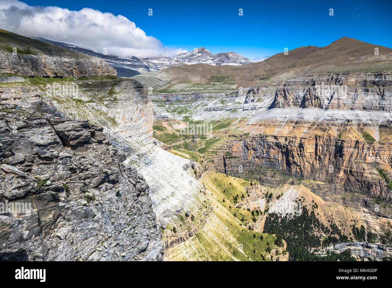 Sight of Monte Perdido and Ordesa's valley in the spanish national park ...