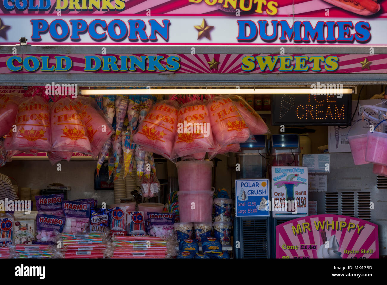 popcorn and sweets for sale at a mobile sweets and confectionery van or ...