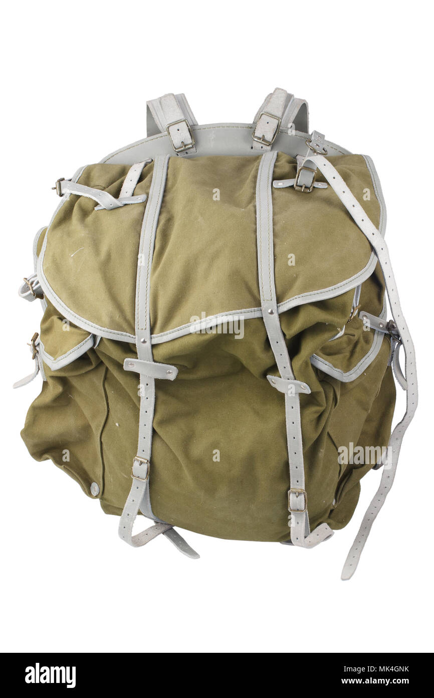 Military backpack isolated on white background Stock Photo - Alamy