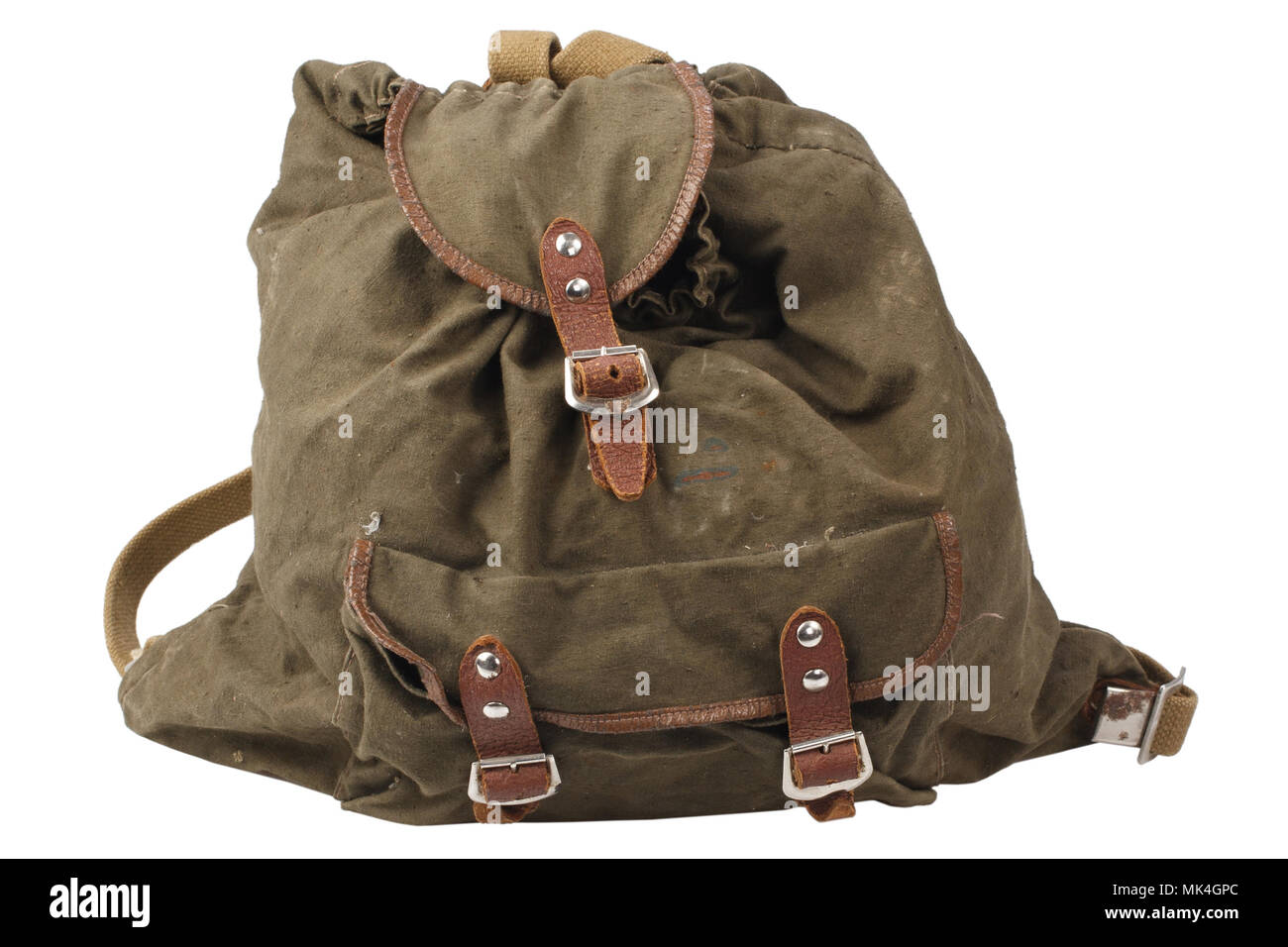 Soviet period backpack isolated on white background Stock Photo - Alamy