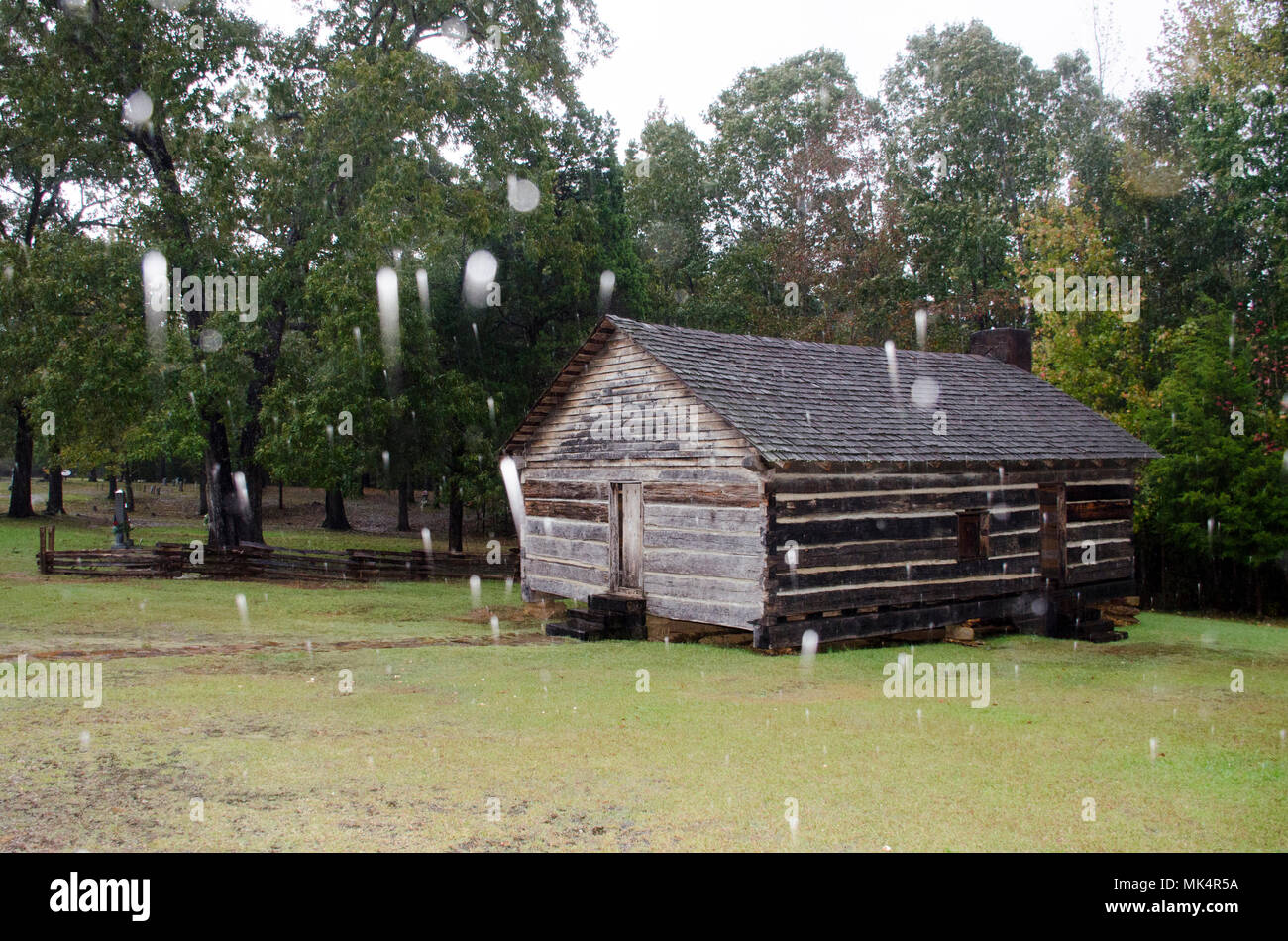 Replica of the tiny log church - the original was destroyed in the ...
