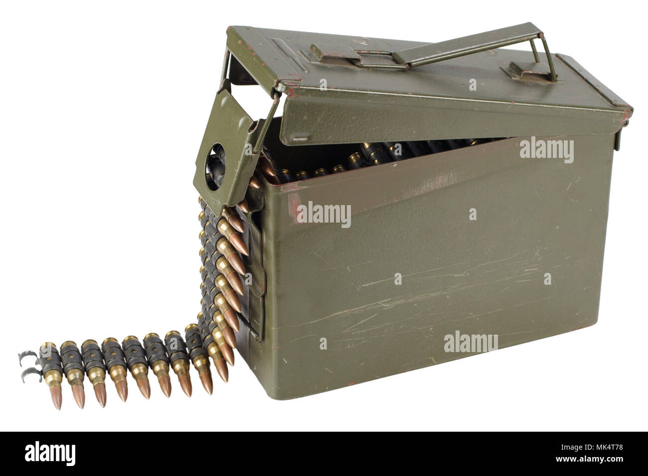 US Army Ammo Box with ammunition belt isolated on white background ...