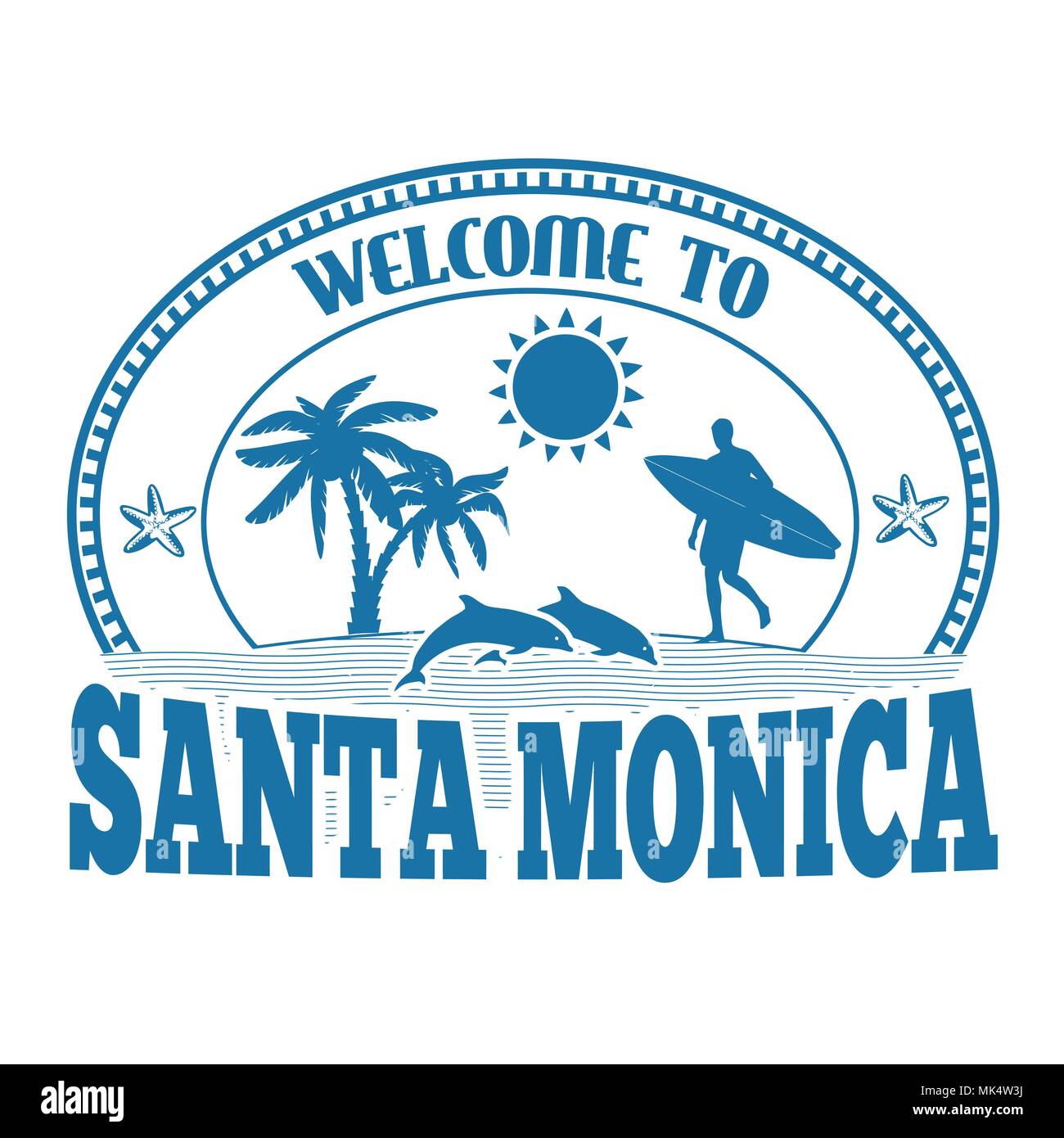 Welcome to Santa Monica label or stamp on white background, vector ...