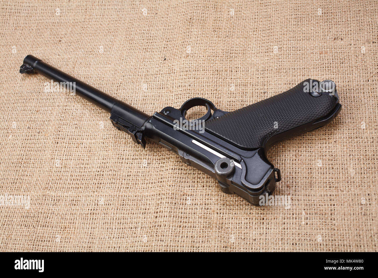 World War I period german army handgun on canvas background Stock Photo ...