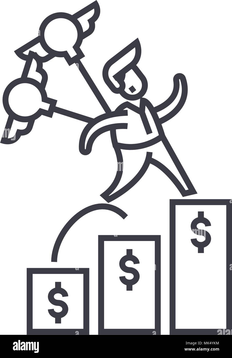 career growth vector line icon, sign, illustration on background ...