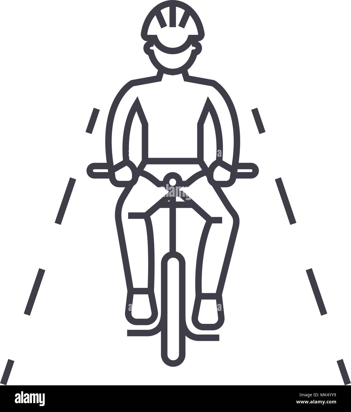 bike ride vector line icon, sign, illustration on background, editable ...
