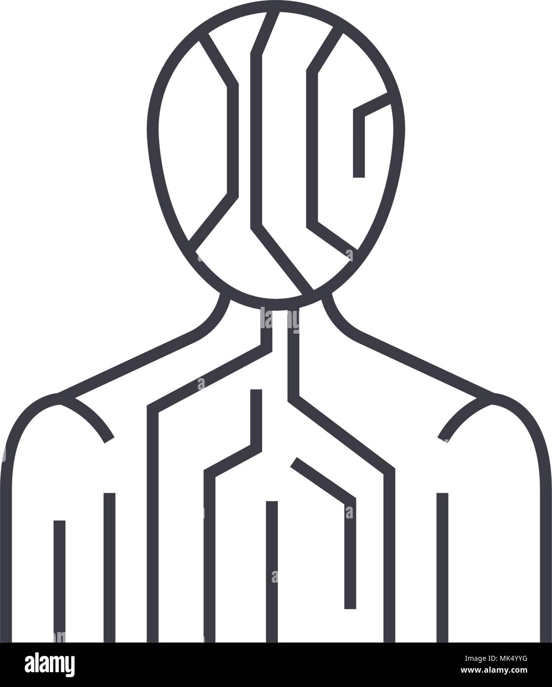 body digital structure vector line icon, sign, illustration on ...