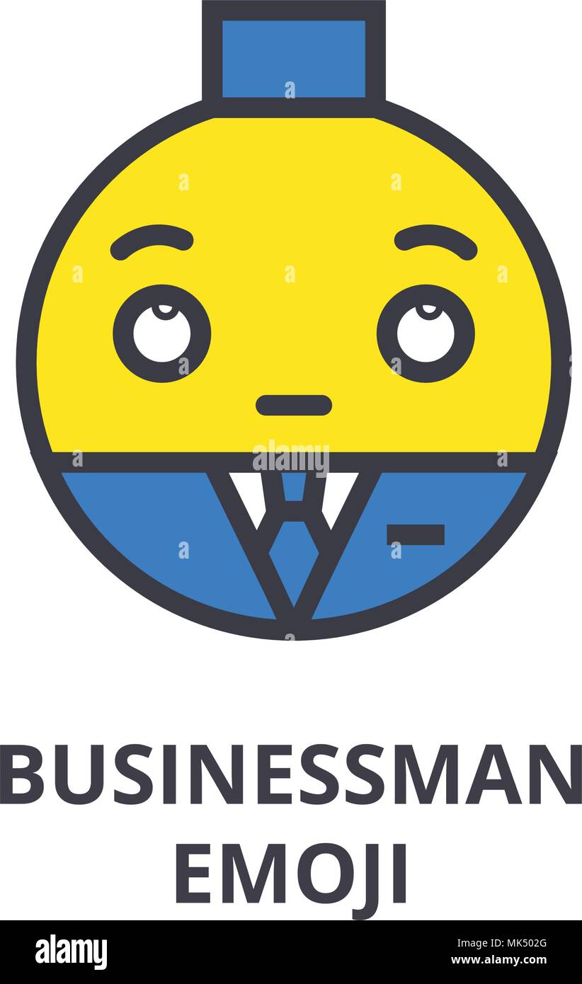 businessman emoji vector line icon, sign, illustration on background ...