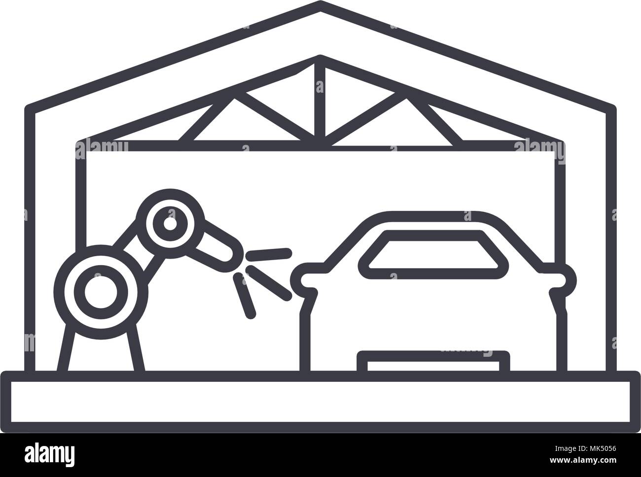 car assembly line vector line icon, sign, illustration on background ...