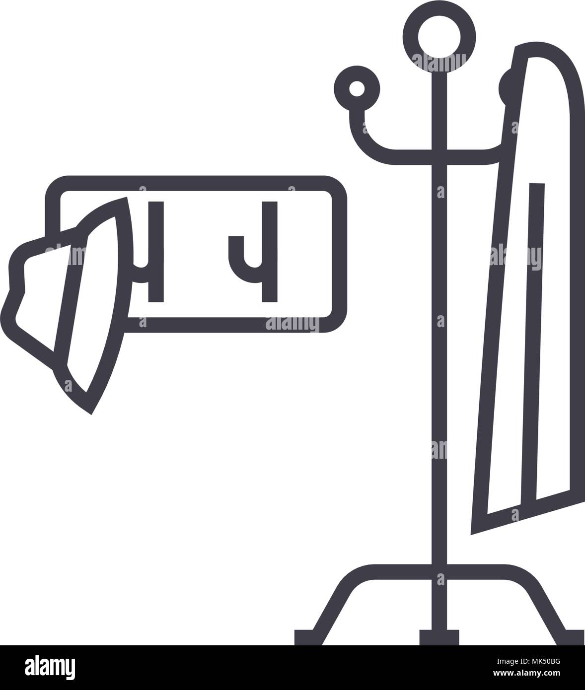 clothes hanger vector line icon, sign, illustration on white background ...