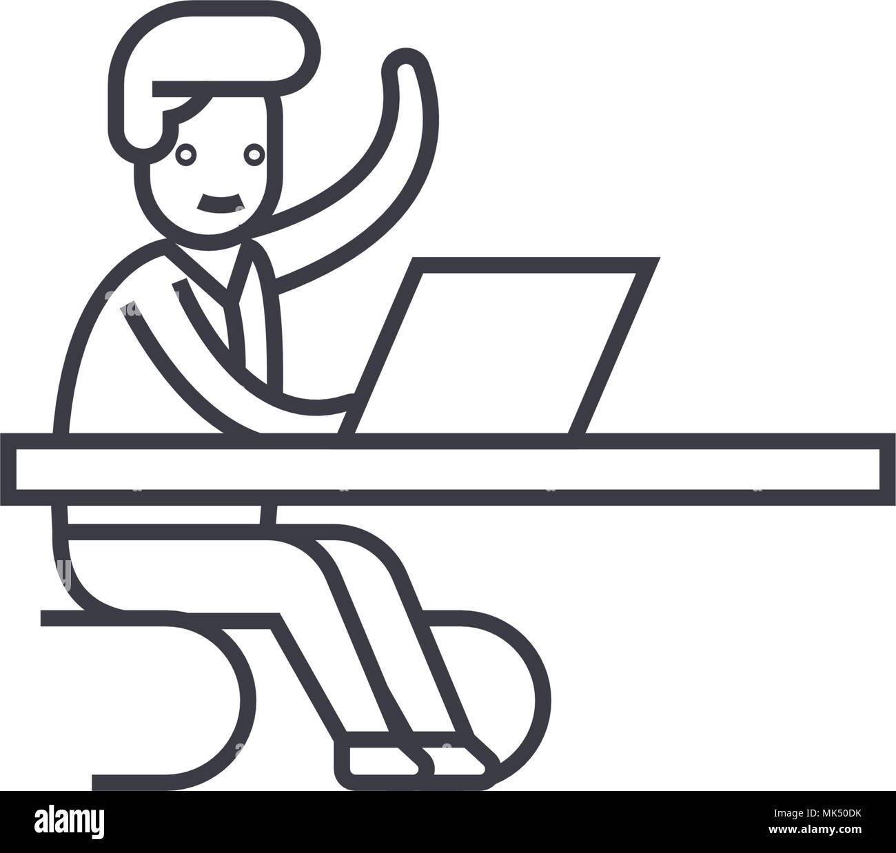 coming in a moment in office vector line icon, sign, illustration on ...