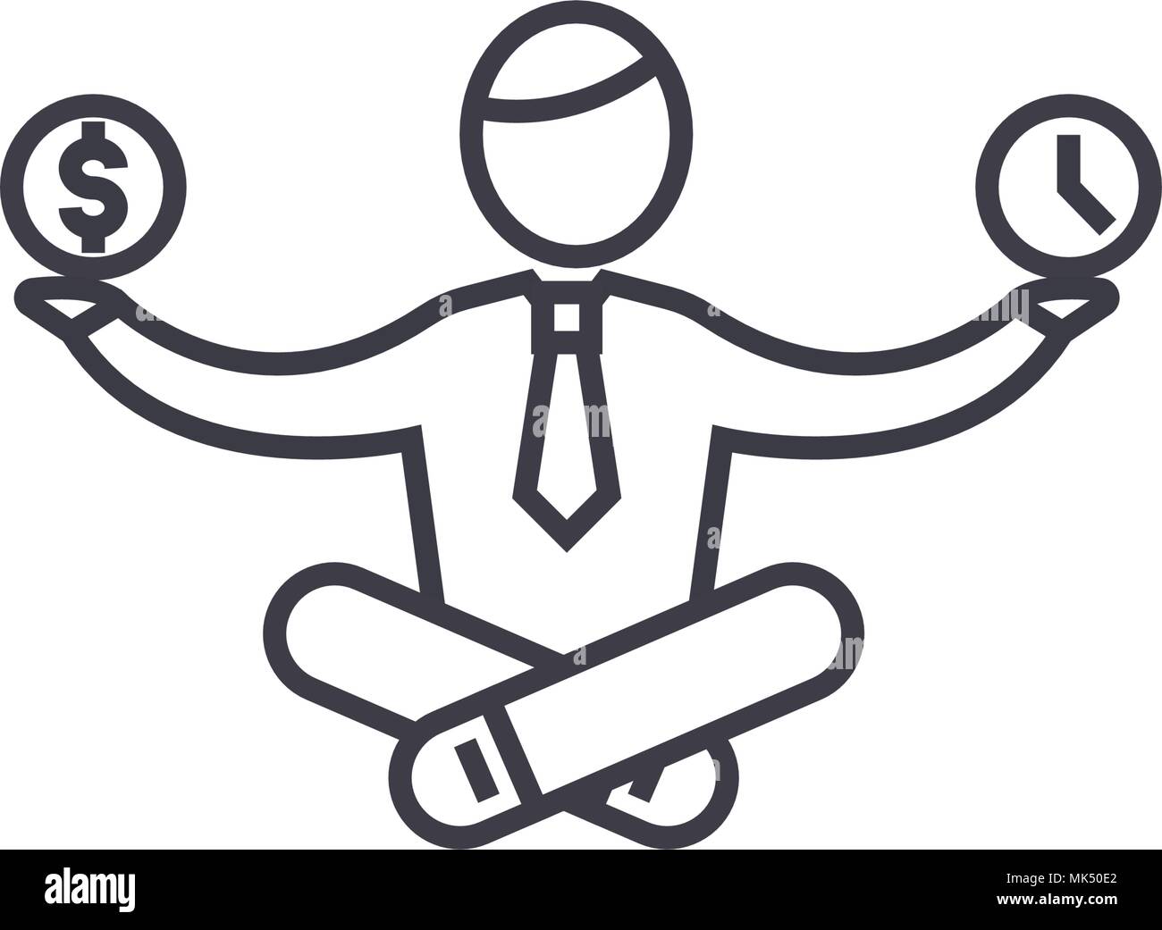 concentration vector line icon, sign, illustration on white background ...