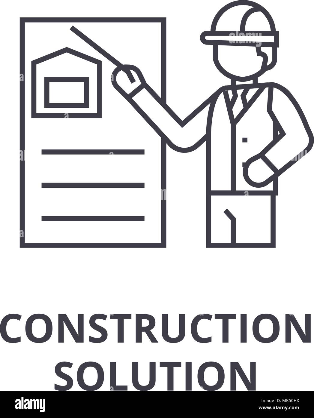 construction solution vector line icon, sign, illustration on white ...