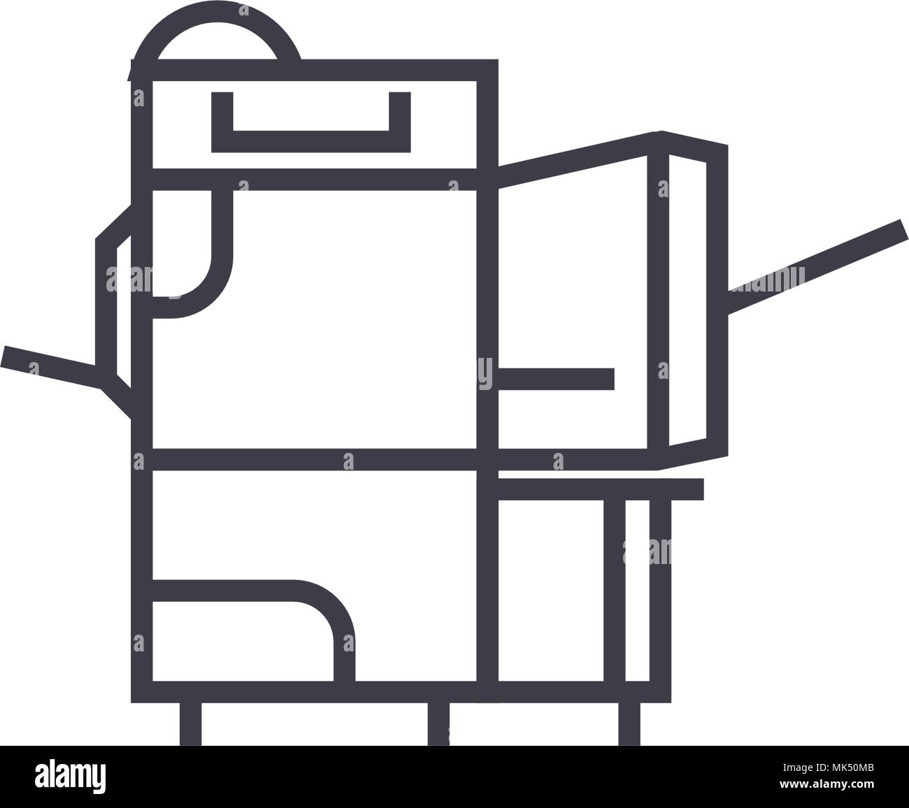 copier vector line icon, sign, illustration on white background ...