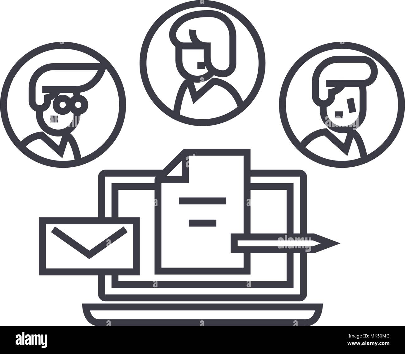 corporate management environment vector line icon, sign, illustration ...