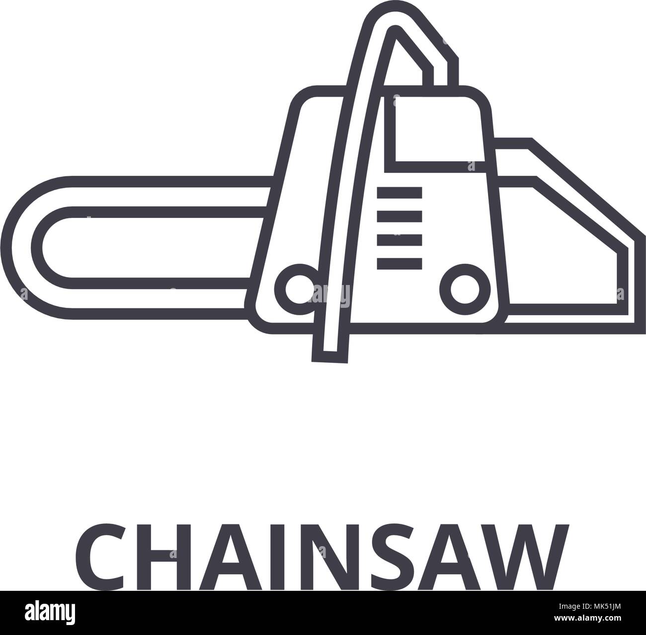 chainsaw vector line icon, sign, illustration on background, editable ...